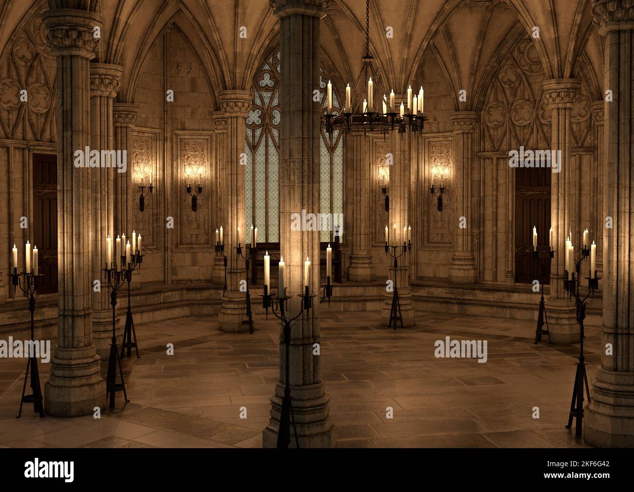 3D rendering of a gothic castle interior Stock Photo - Alamy