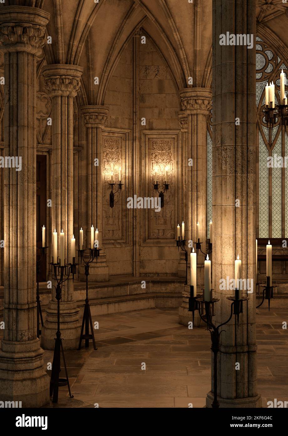 3D rendering of a gothic castle interior Stock Photo - Alamy