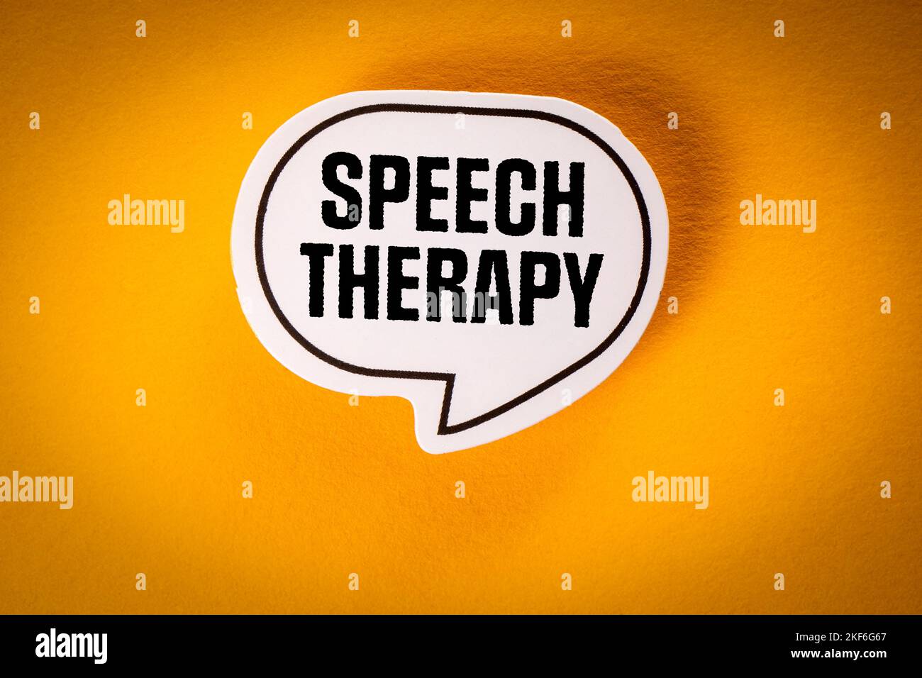 Speech Therapy. Speech bubble with text on yellow background Stock ...