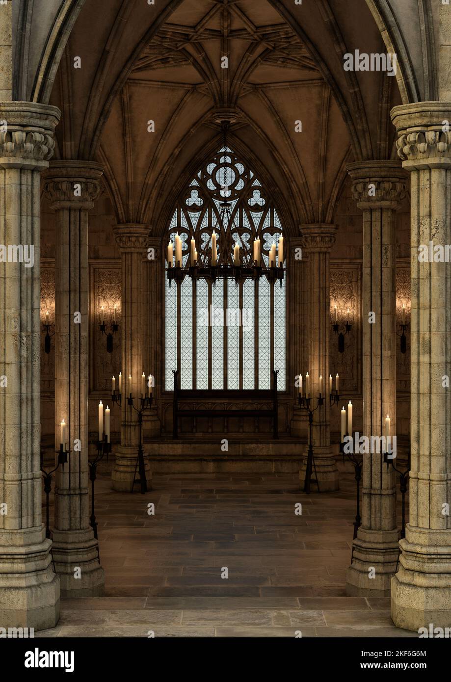 3D rendering of a gothic castle interior Stock Photo - Alamy