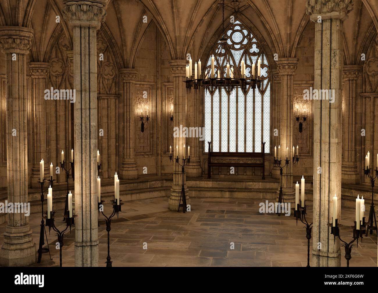 3D rendering of a gothic castle interior Stock Photo - Alamy