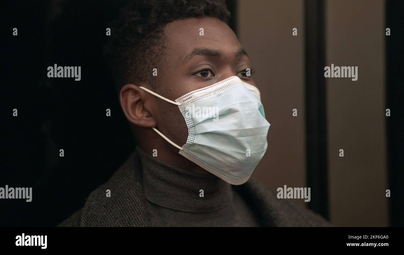 Commuter wearing coronavirus face mask at subway metro underground ...