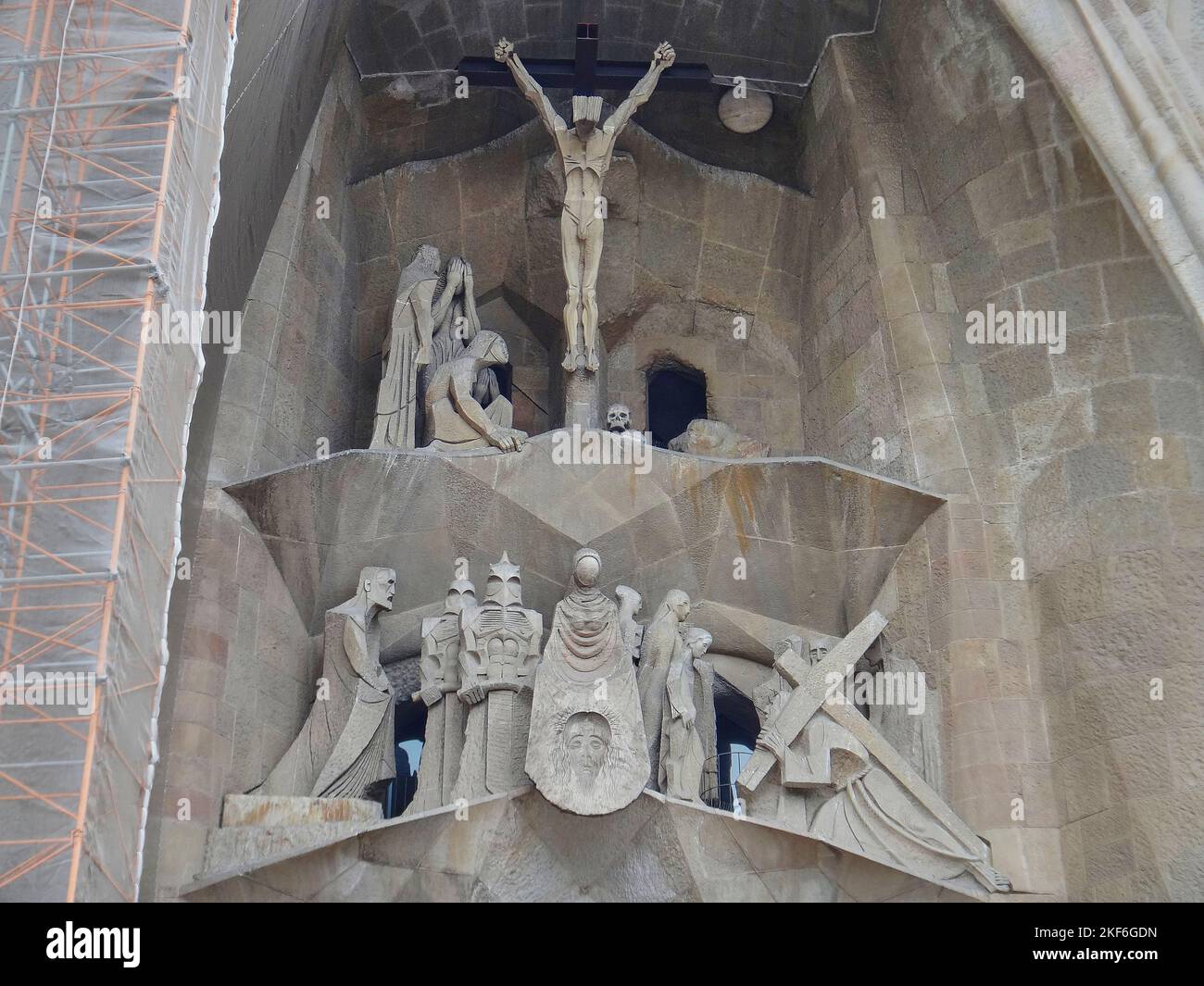 Barcelona, Spain - 06 16 2014: detail of a cross at the famous Sagrada ...