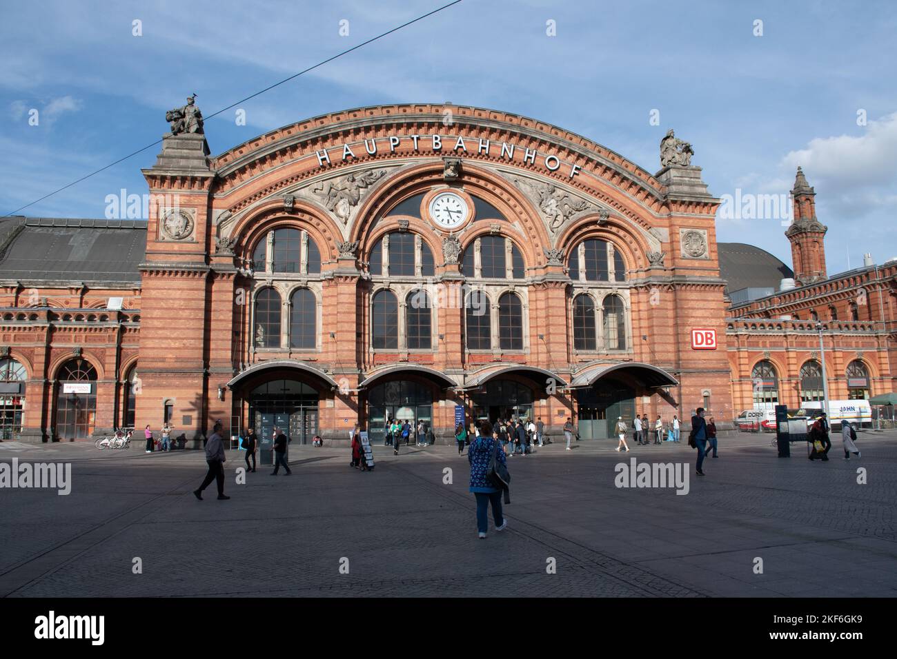 View of the main entrance of Bremen Hauptbahnhof main train station ...