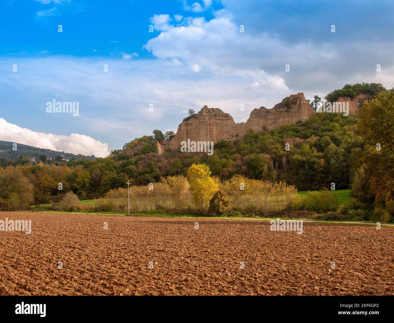 Italy, Tuscany, Arezzo, Castelfranco di Sopra village, erosion in the ...
