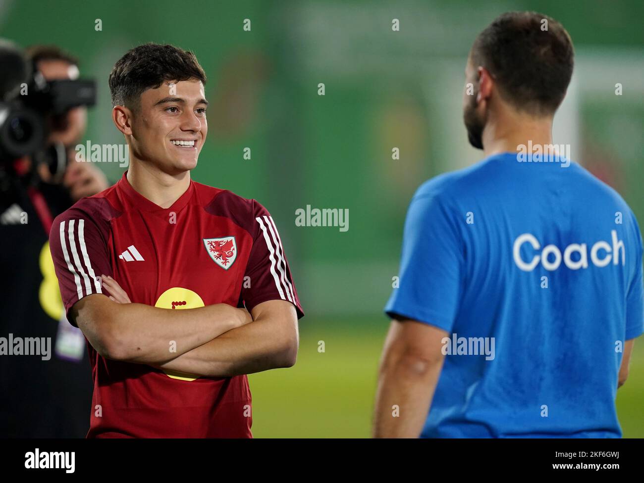 Wales' Daniel James during a Community Engagement event at the Al Sadd ...