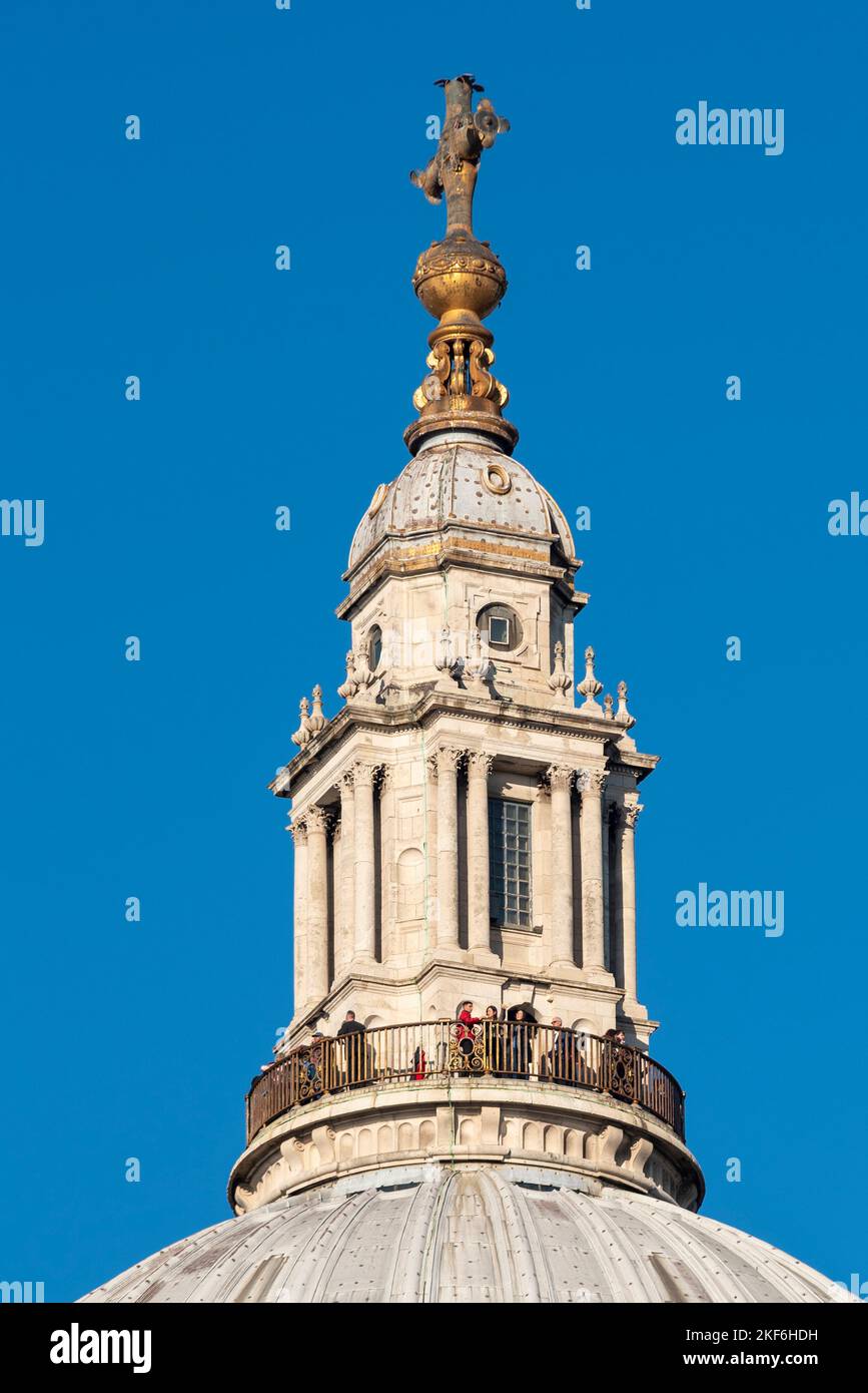 People viewing from the Golden Gallery around the tower of St Paul's ...