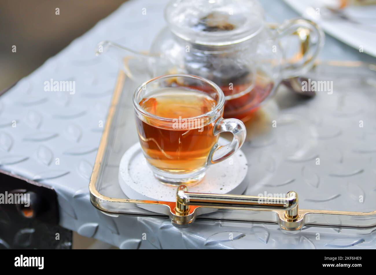 hot tea ,kettle and tea cup or Chinese tea or English tea for serve ...