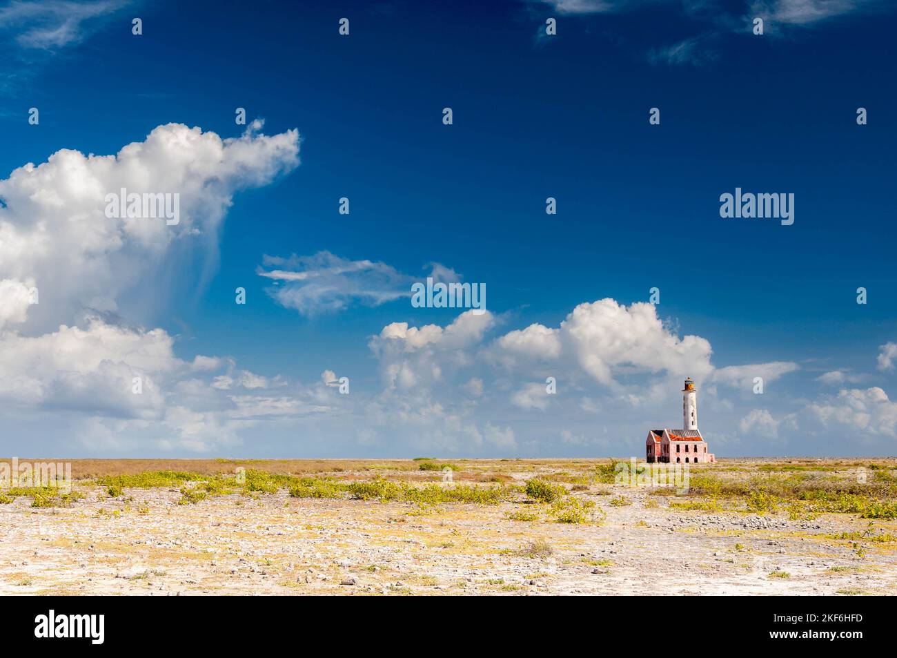 Lonely lighthouse at the desertic Klein Curacao island, close to ...