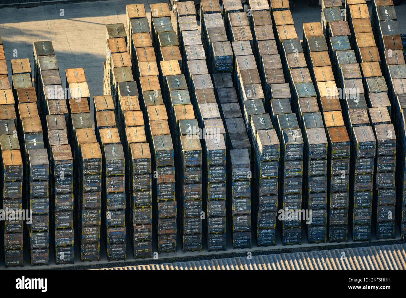 Aerial view of the warehouse with crates. (CTK Photo/Jiri Castka Stock ...