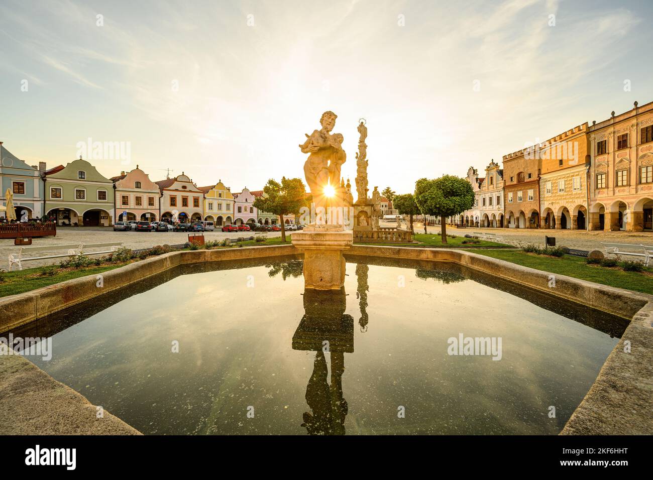 Fountain with the statue of Silenus (Upper Fountain) and Marian Column ...