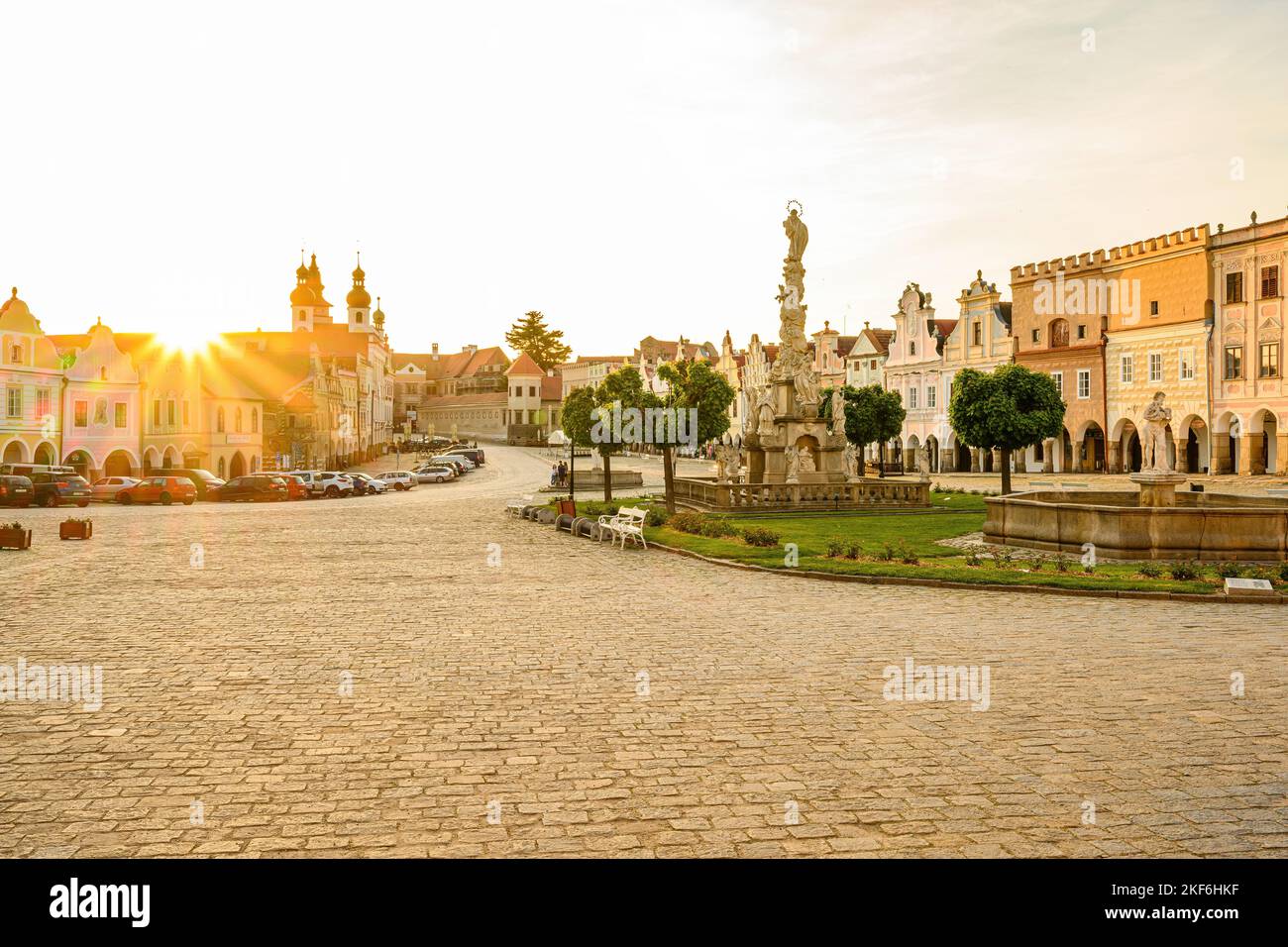 Fountain with the statue of Silenus (Upper Fountain) and Marian Column ...