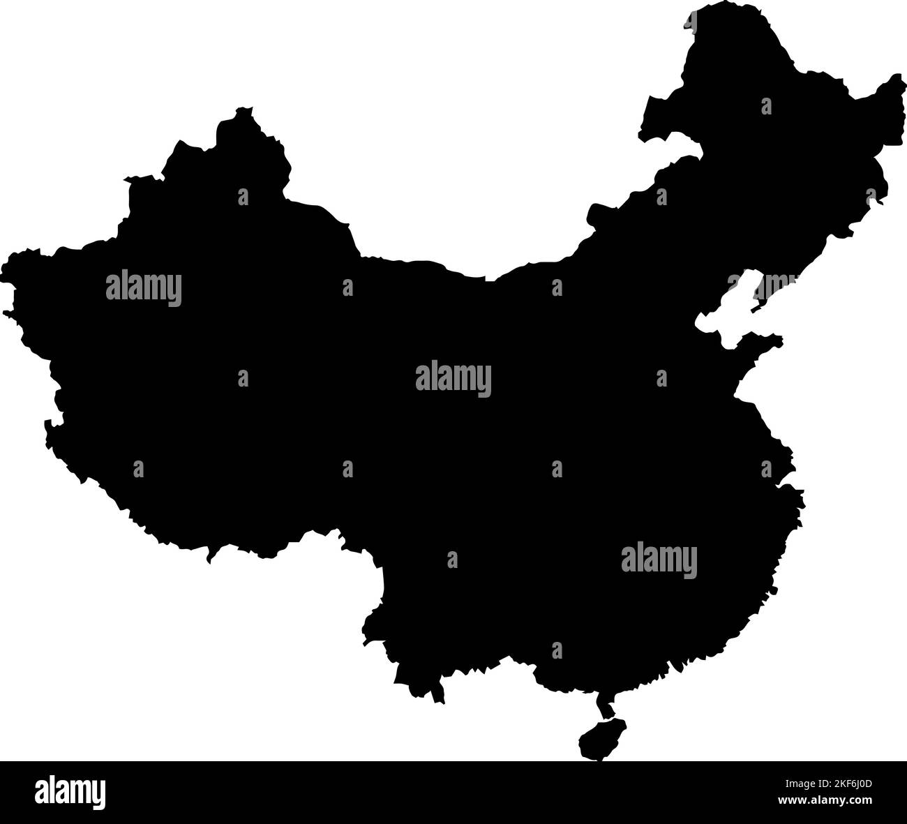 Black colored People's Republic of China outline map. Political chinese ...