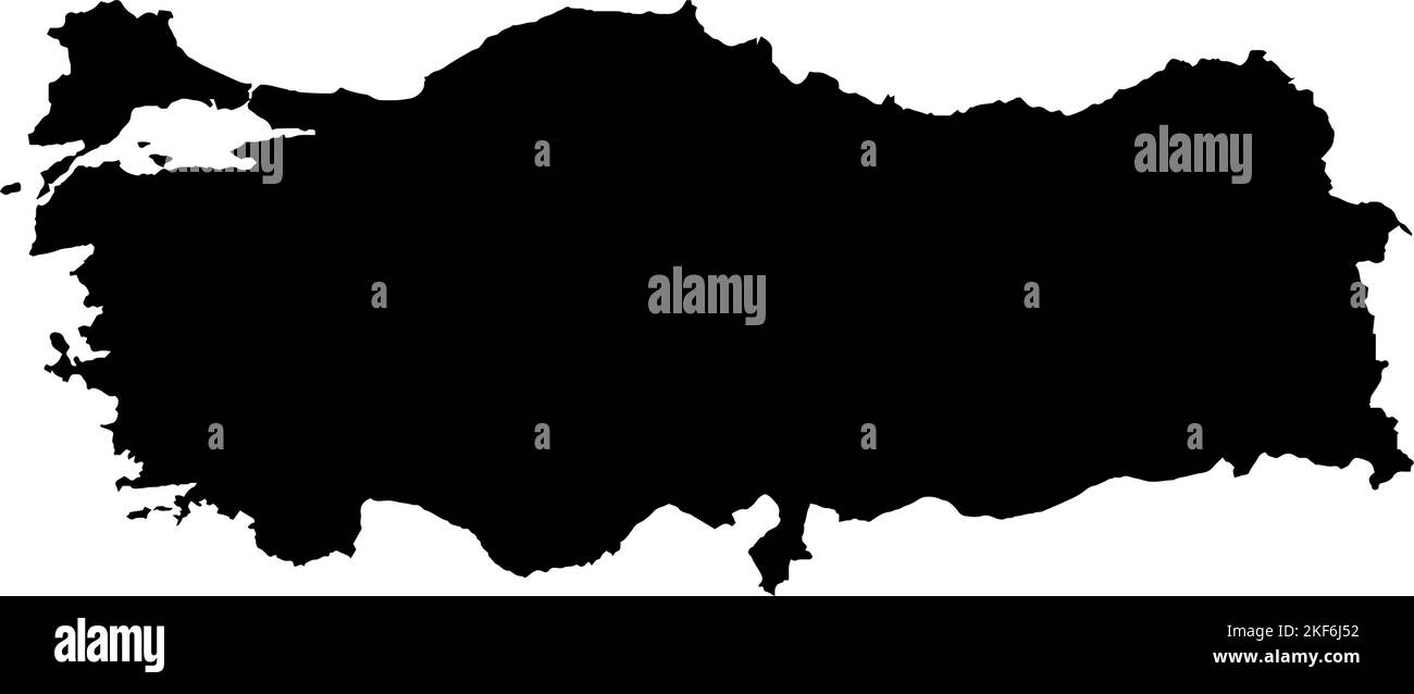 Black colored Turkey outline map. Political turkish map. Vector ...