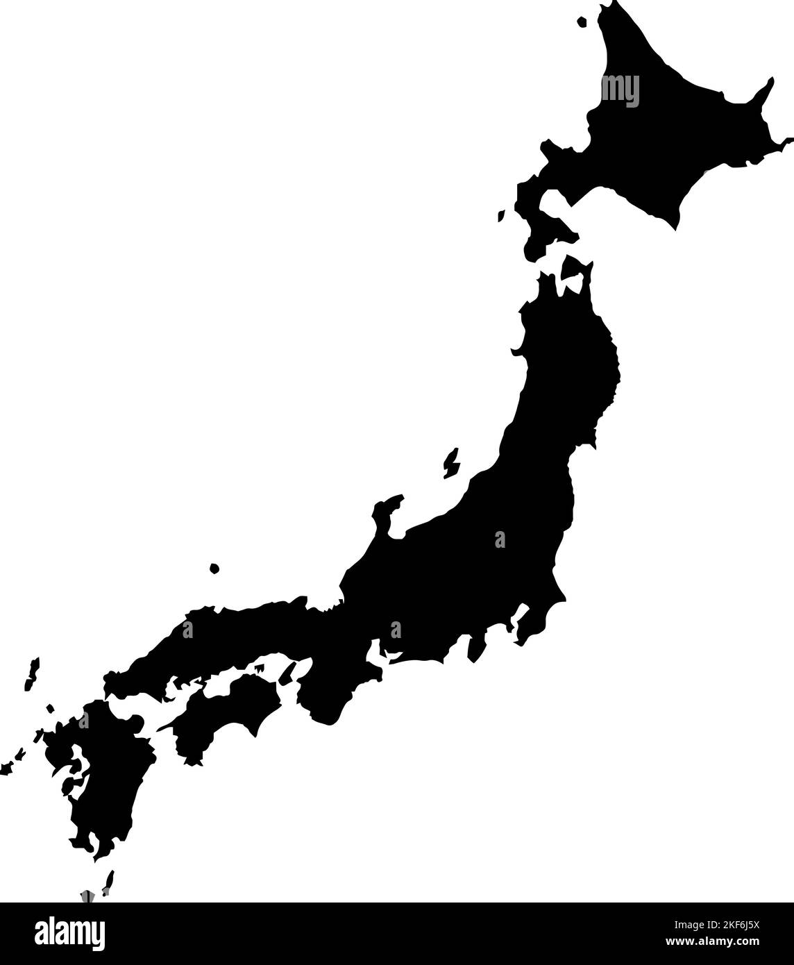 Black colored Japan outline map. Political japanese map. Vector ...