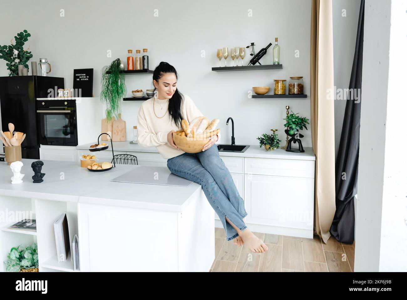 Women in the modern kitchen celebrate joyful learning. Home business ...