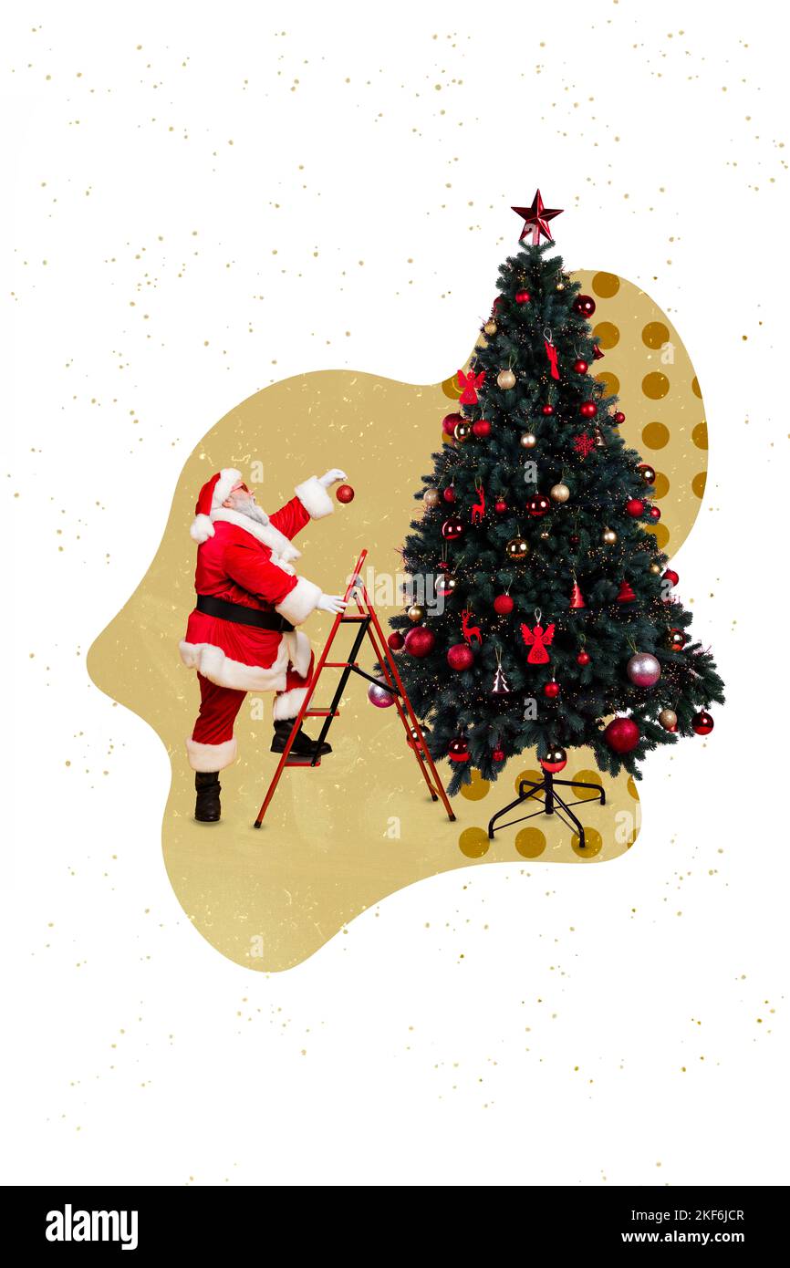 Creative abstract template collage of funny cute santa claus character ...