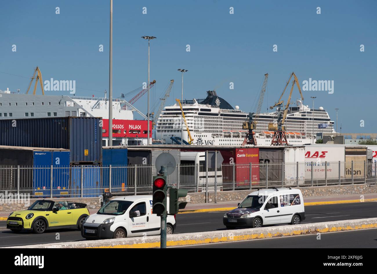 Port of Heraklion, Crete, Greece, EU. 2022. Cruise ship alongside ...