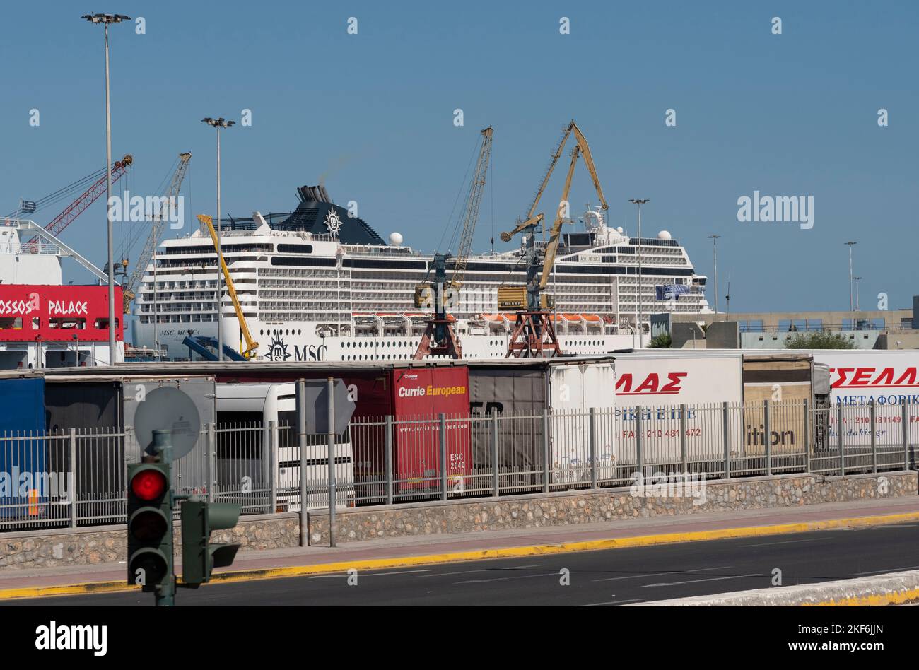 Port of Heraklion, Crete, Greece, EU. 2022. Cruise ship alongside ...
