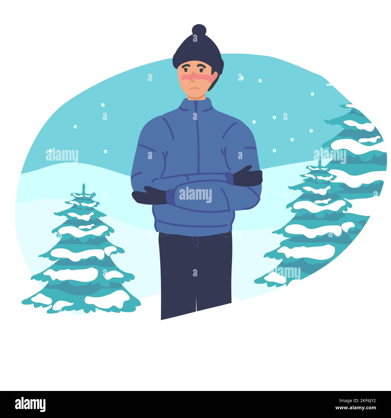 man froze. Frostbite concept banner. Cartoon illustration of frostbite ...