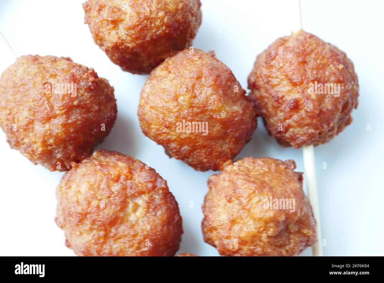 close up of chicken cheese meat ball on plate Stock Photo - Alamy