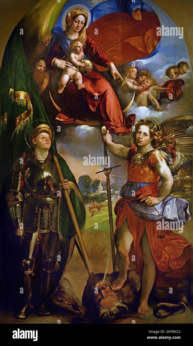 Madonna and child with saints george and the archangel michel hi-res stock photography and ...