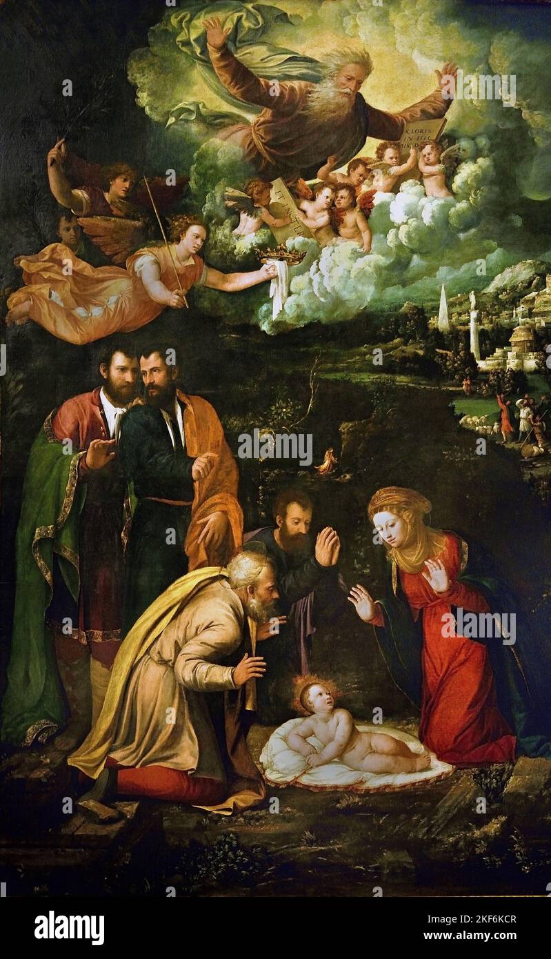 Adoration of the Child - Nativity with the Eternal Father 1533-1536 by ...