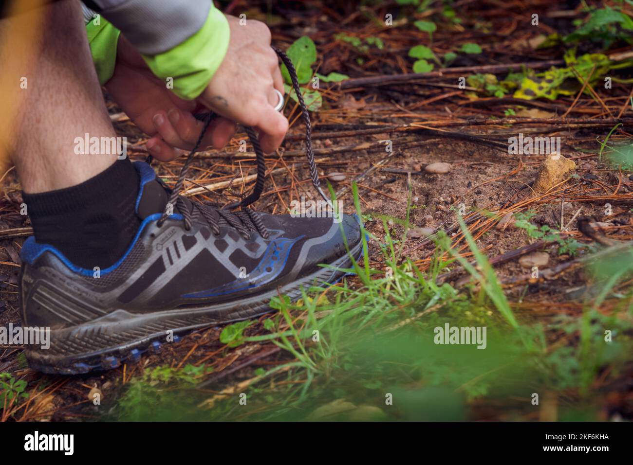 Man trail running in Sherwood Forest - England Stock Photo - Alamy