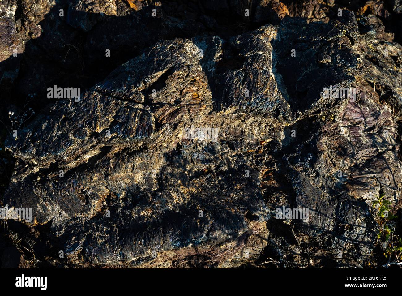 Photograph of a tree mold, where lava cooled on the bark of a downed ...