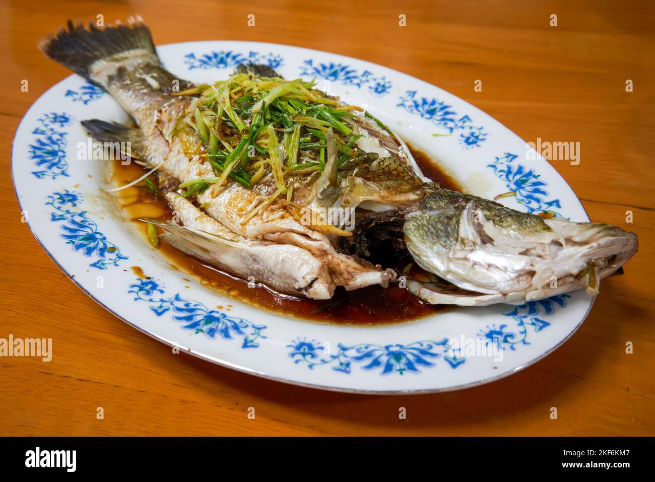 A delicious steamed sea bass Stock Photo - Alamy