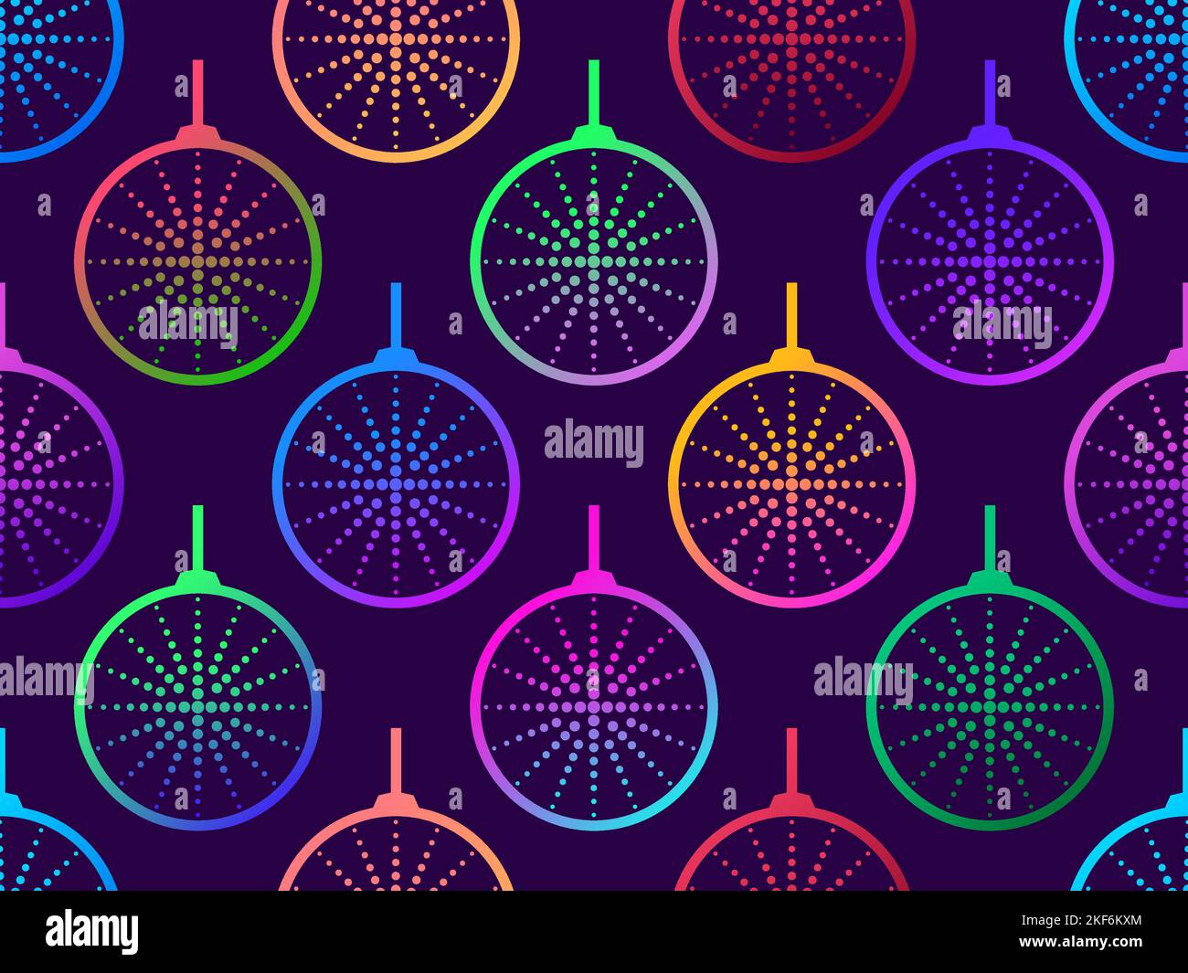 Gradient Christmas balls seamless pattern. Contour of a Christmas ball ...