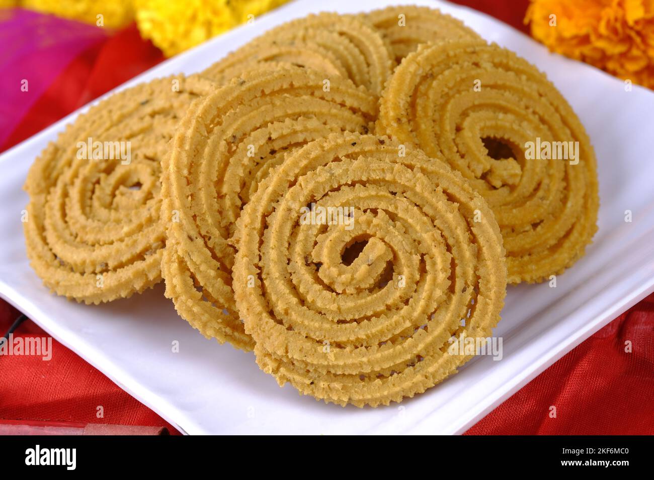 Indian Traditional Snack Chakli, a spiral shaped, Chakali or murukku ...