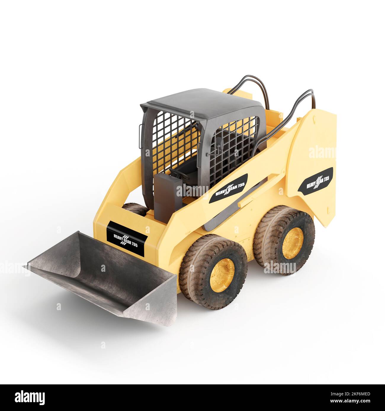 A side view of a 3D-rendered skid-steer loader caterpillar model ...