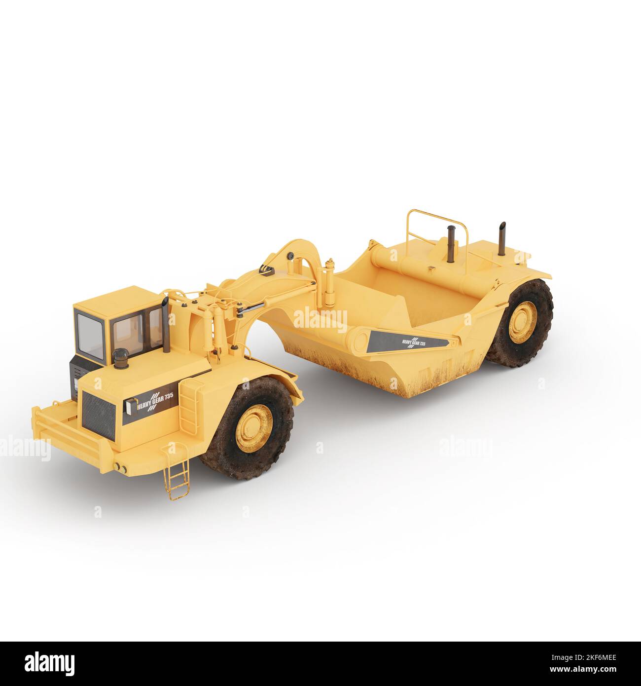 A side view of a 3D-rendered CAT Caterpillar 611 Wheel Tractor Scraper ...