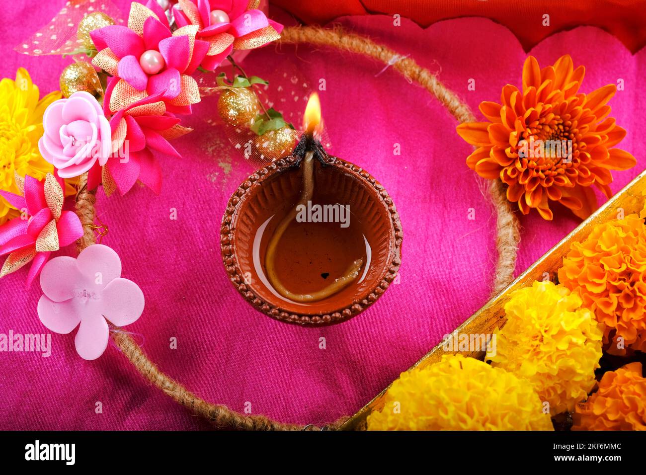 Happy Diwali, Clay Diya lamps lit during Diwali, Hindu festival of ...