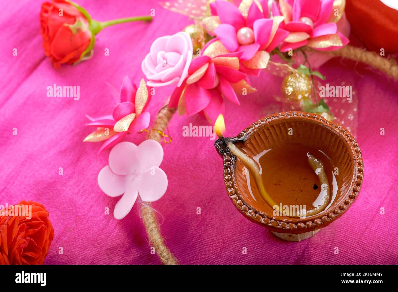 Happy Diwali, Clay Diya lamps lit during Diwali, Hindu festival of ...