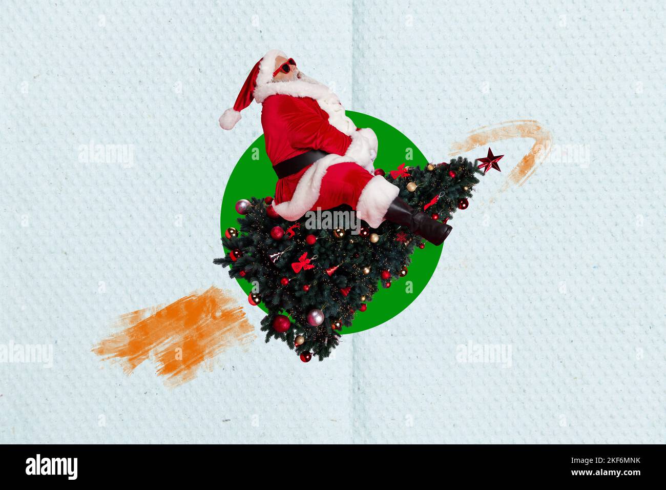 Creative photo 3d collage artwork poster postcard of santa claus ...