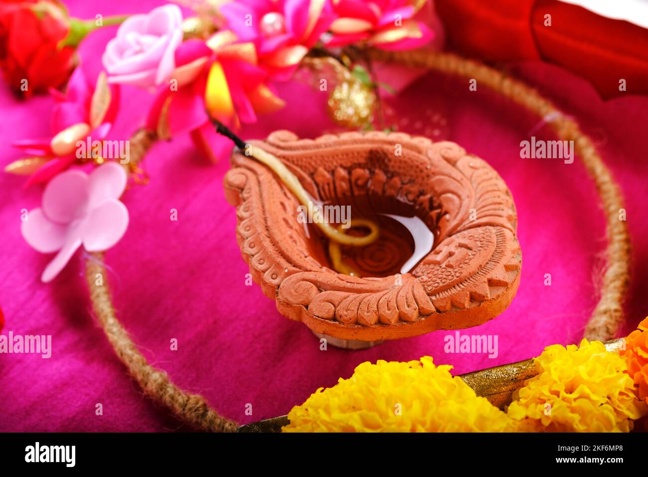 Happy Diwali, Clay Diya lamps lit during Diwali, Hindu festival of ...