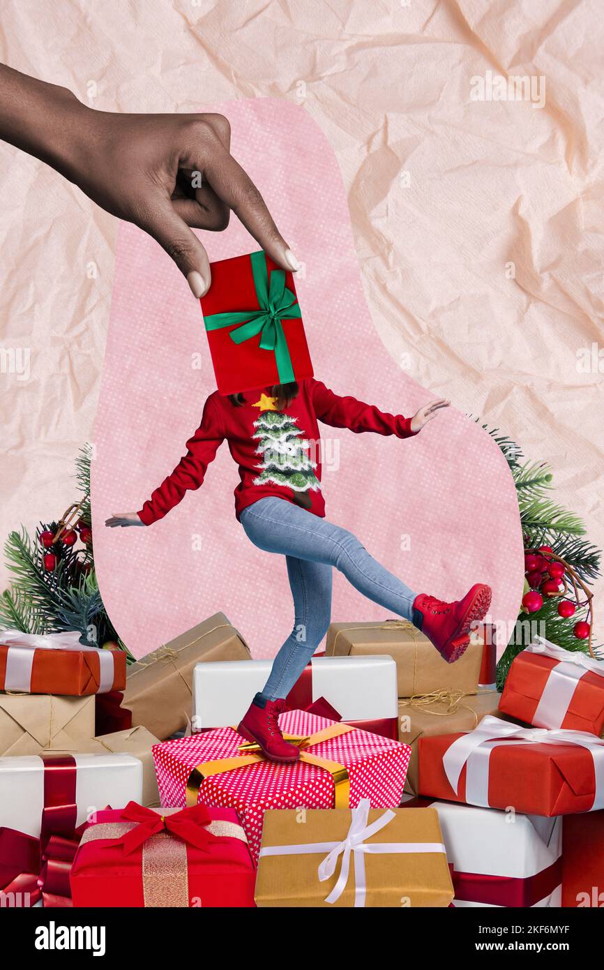 Creative Photo 3d Collage Artwork Poster Postcard Of Cool Girl Dancing