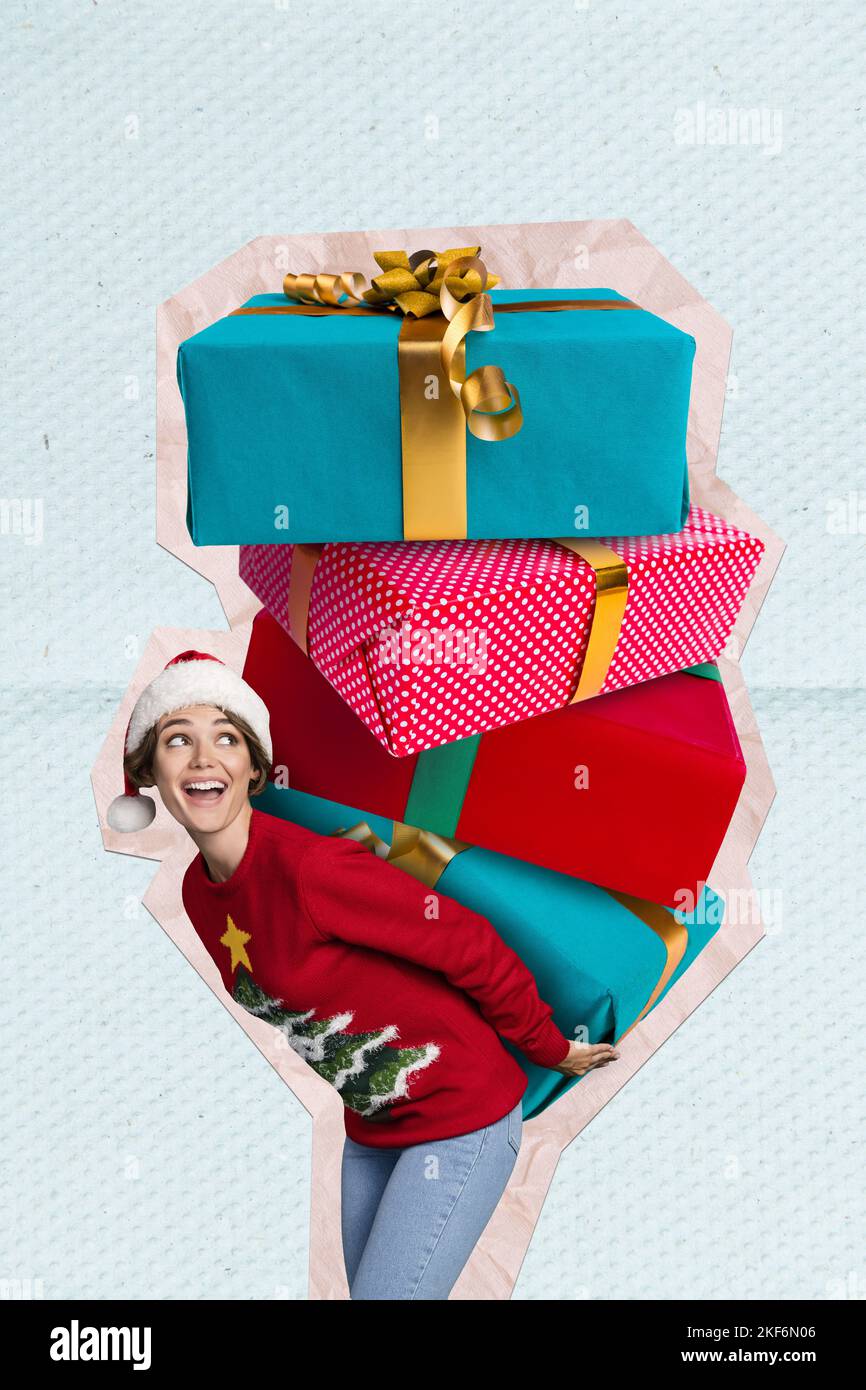 Creative photo 3d collage artwork poster postcard of funny funky girl ...