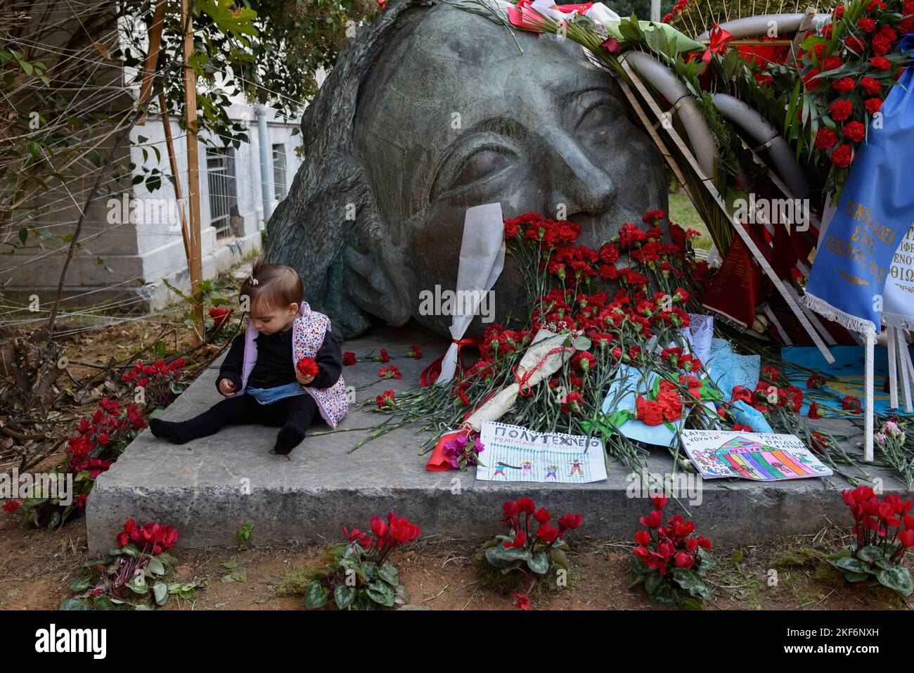 Athens, Greece. 16th Nov, 2022. People lay flowers on the Athens ...