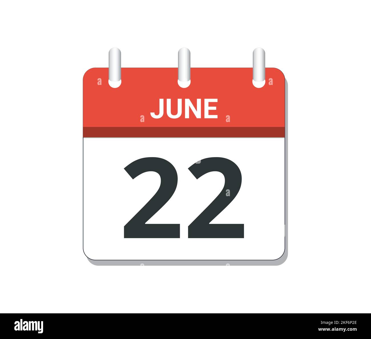 June 22nd calendar icon vector. Concept of schedule, business and tasks ...