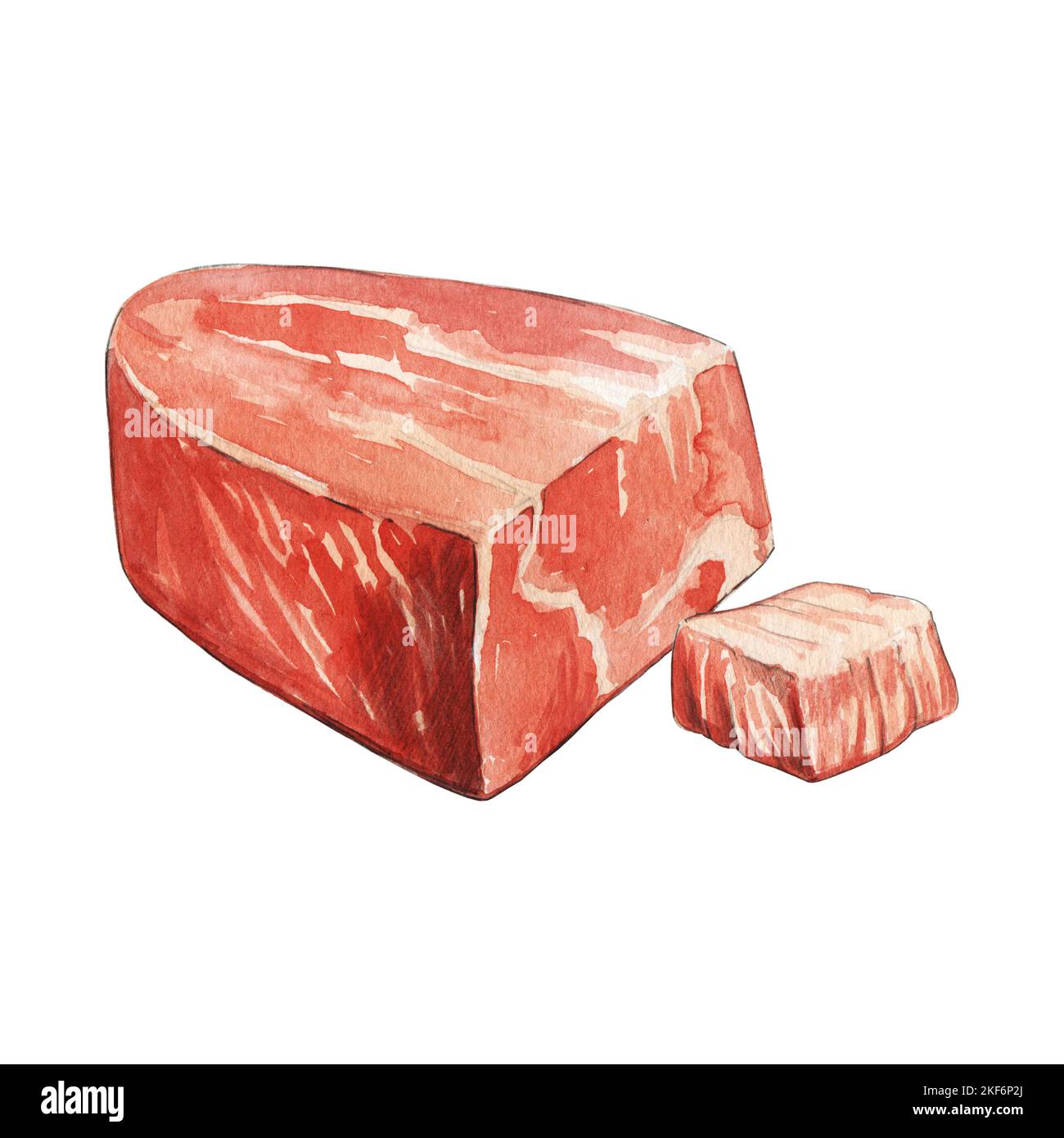 Raw meat watercolor illustration on black background Stock Photo - Alamy