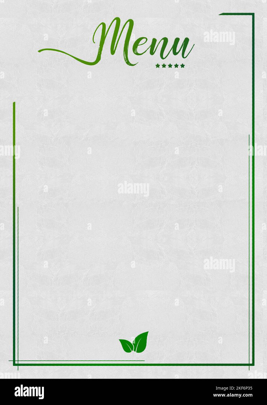 Vegan Restaurant Menu White Background with Embossed Green Letters and ...