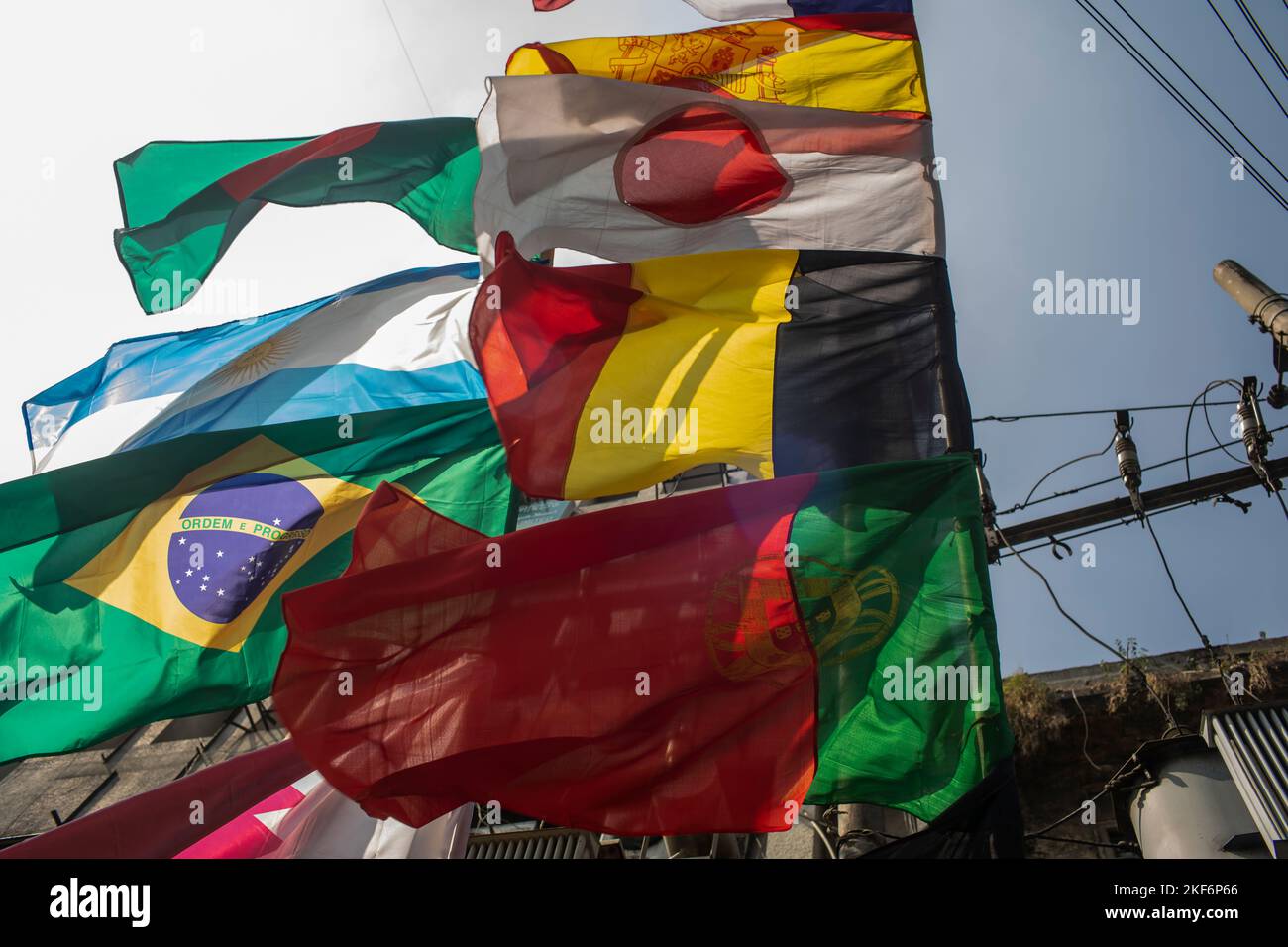 Displayed national flags of participating countries in the upcoming ...