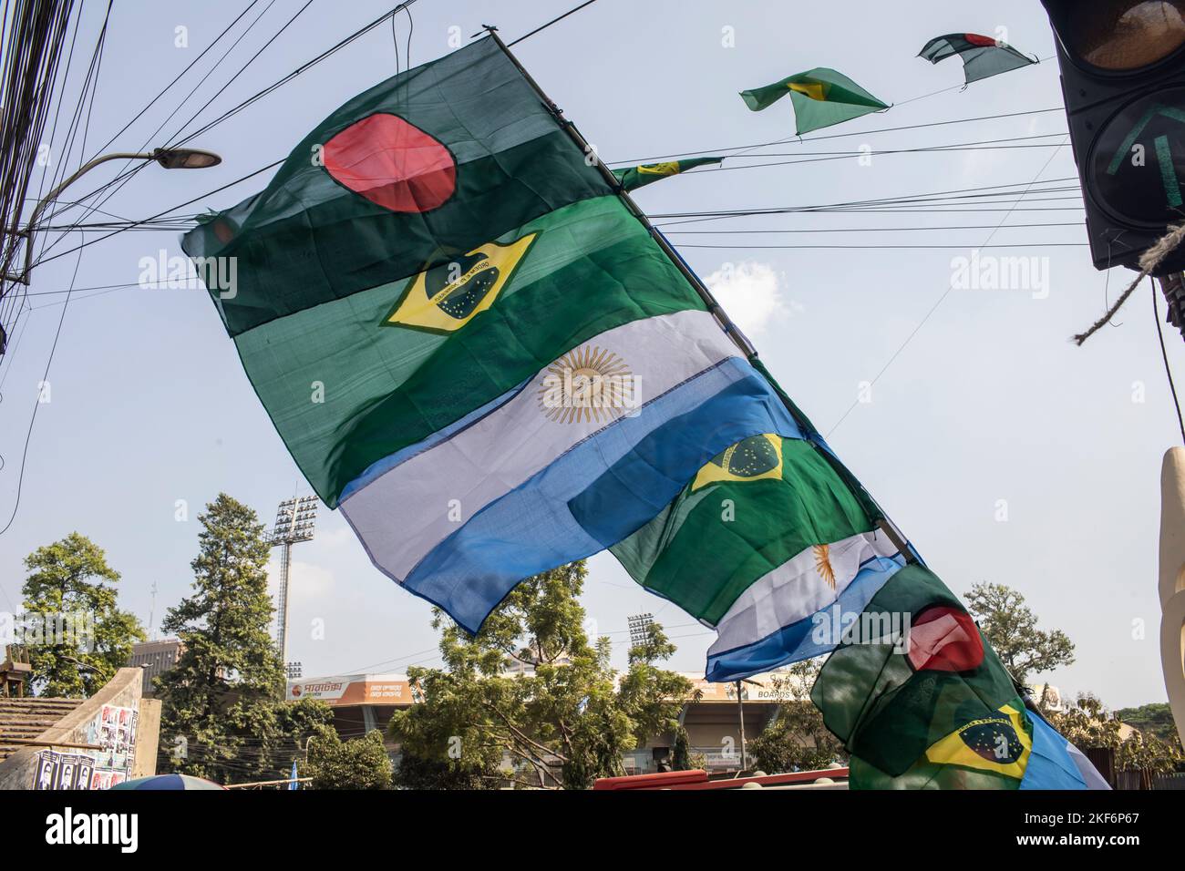 Displayed national flags of participating countries in the upcoming ...