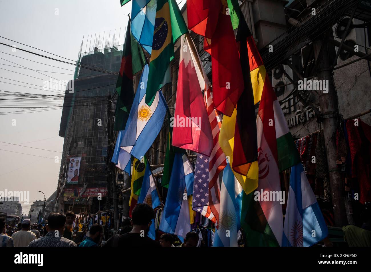 Displayed national flags of participating countries in the upcoming ...