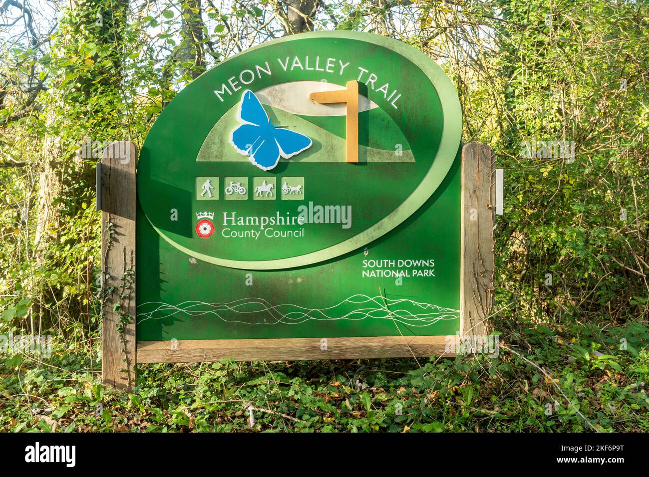 Meon Valley Trail sign near Exton, Hampshire, England, UK Stock Photo ...