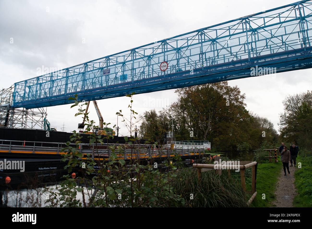 Harefield, UK. 16th November, 2022. A pipeline above the Grand Union Canal that is allegedly ...