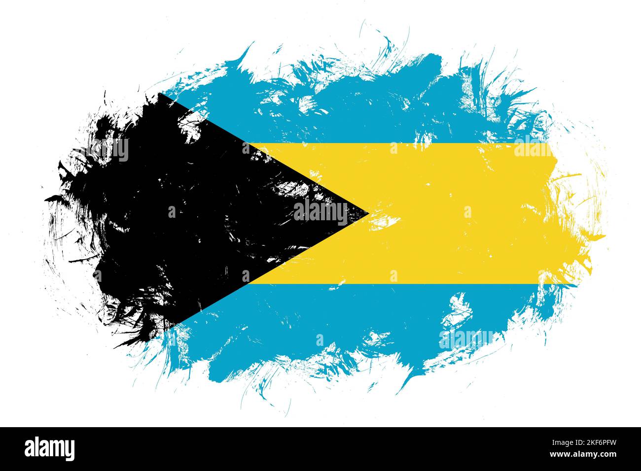 Bahamas flag on abstract stroke brush background Stock Photo - Alamy